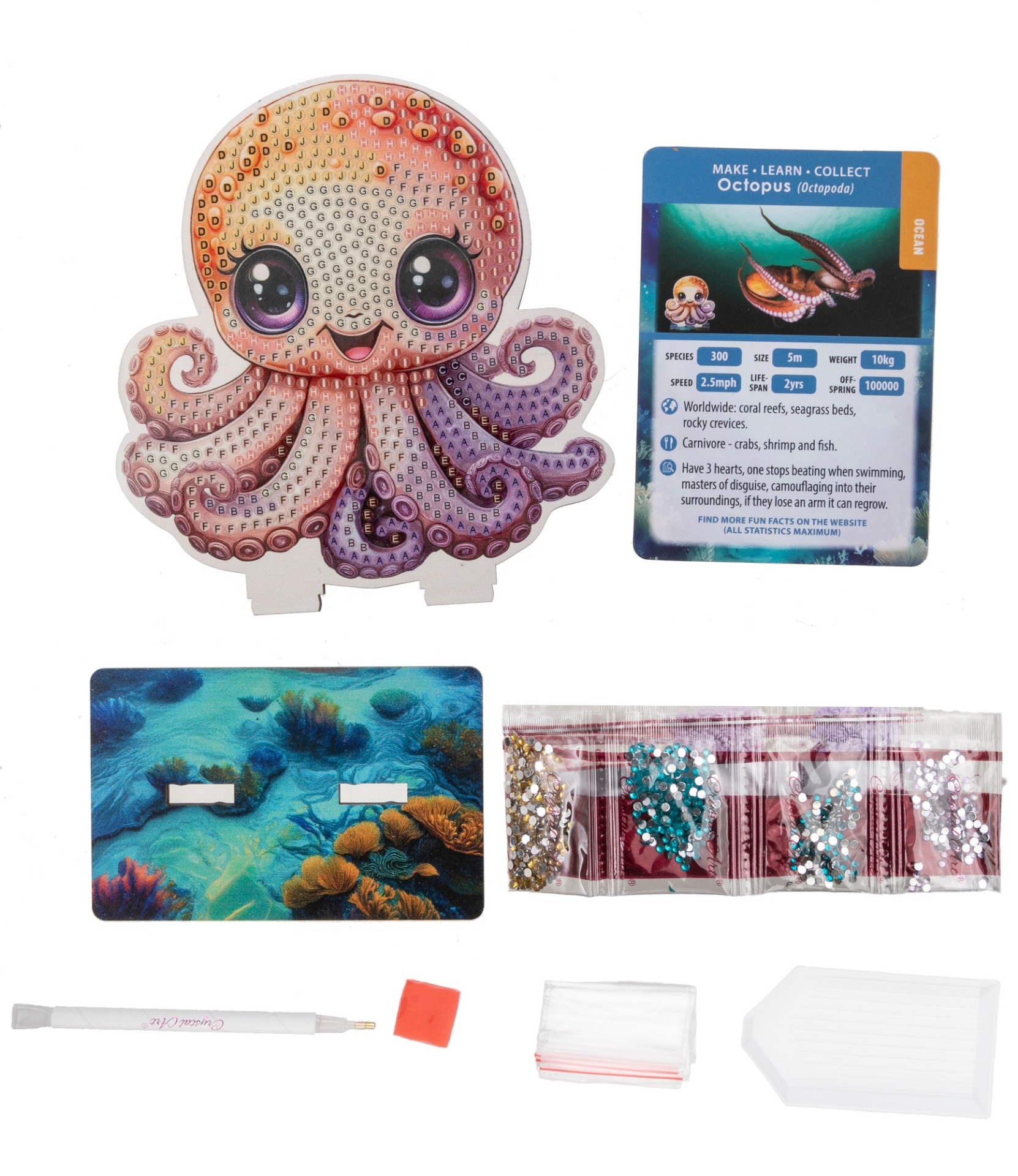 Octopus - Wildlife Crystal Art Buddy Kit | Stitchtastic