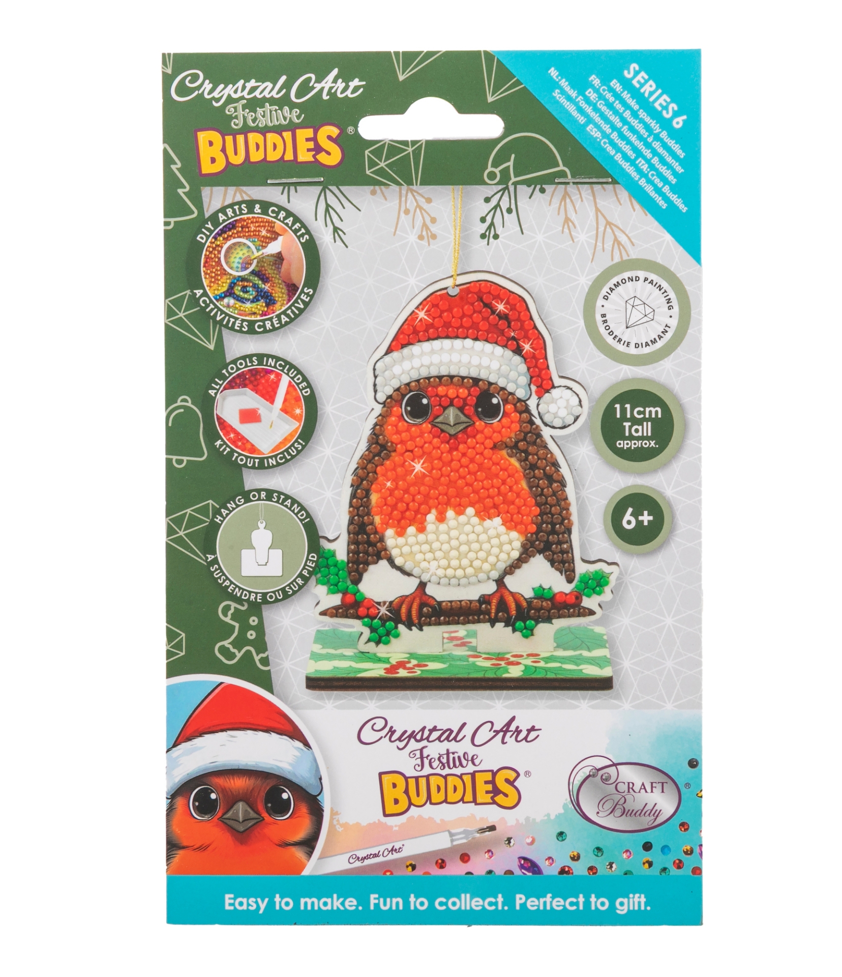 Jolly Robin - Crystal Art Buddy & Christmas Tree Decoration | Stitchtastic