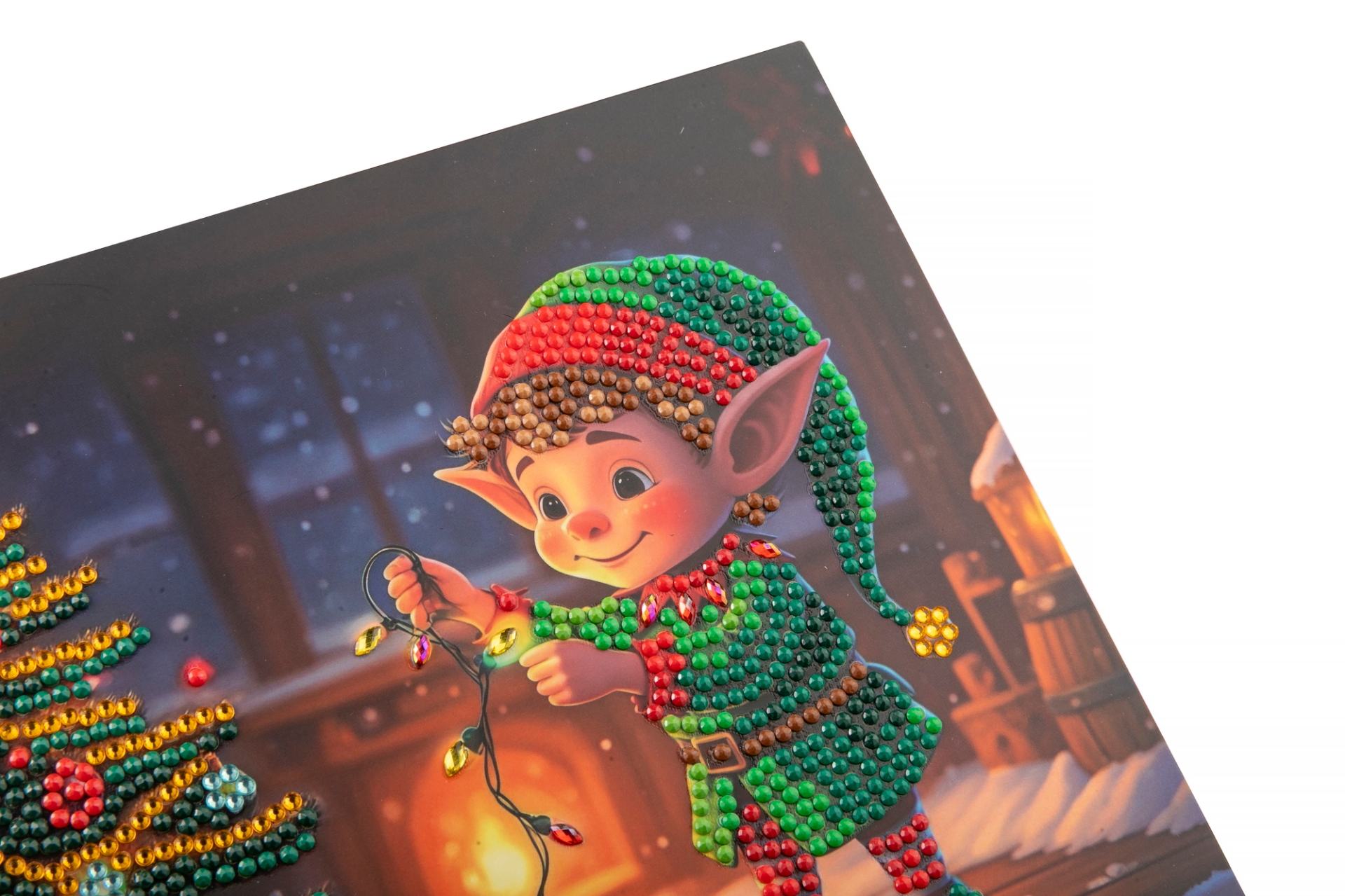 Jolly Elf - 18x18cm Crystal Art Card | Stitchtastic