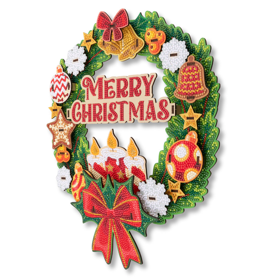 Merry Christmas Crystal Art 3D Wreath Kit | Stitchtastic