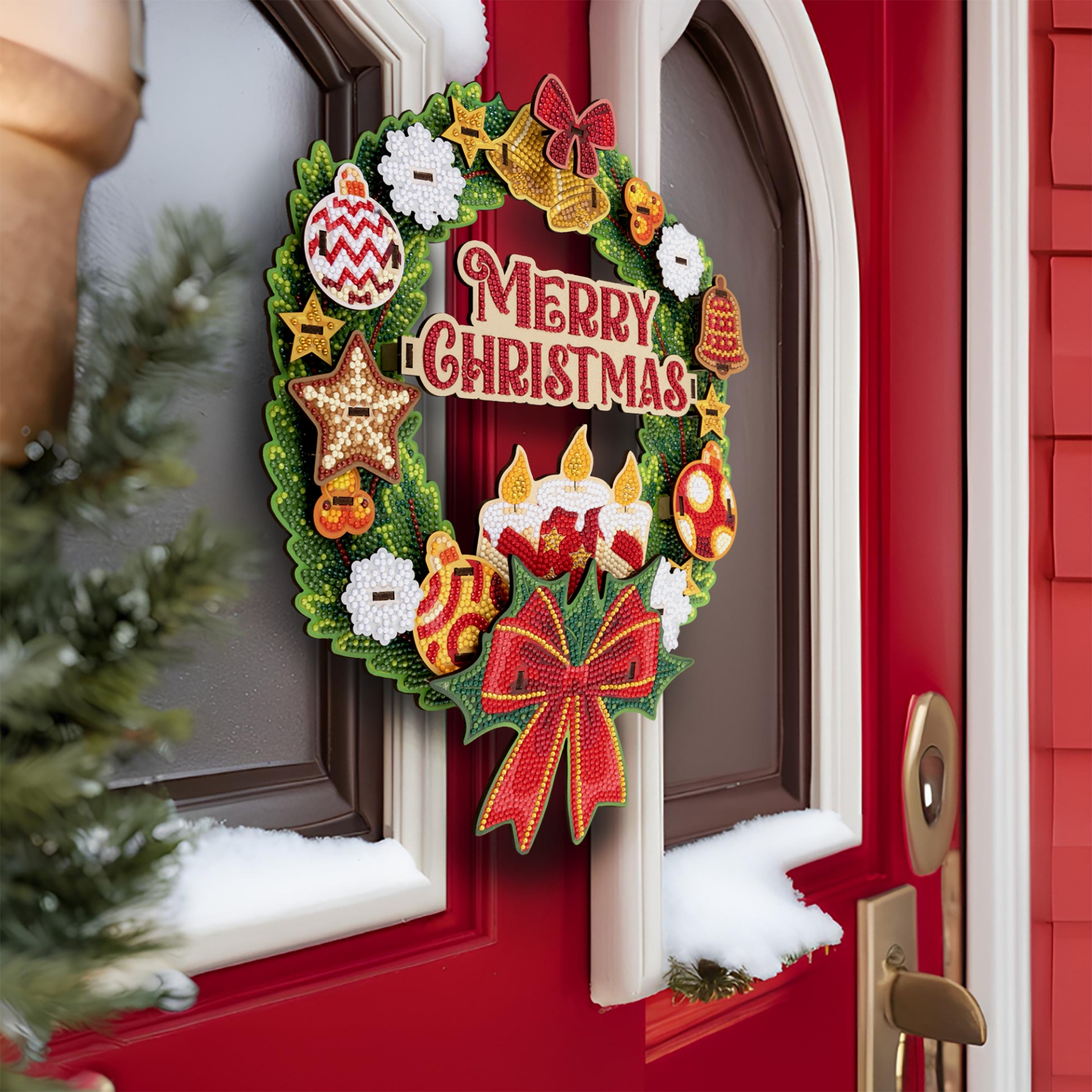 Merry Christmas Crystal Art 3D Wreath Kit | Stitchtastic